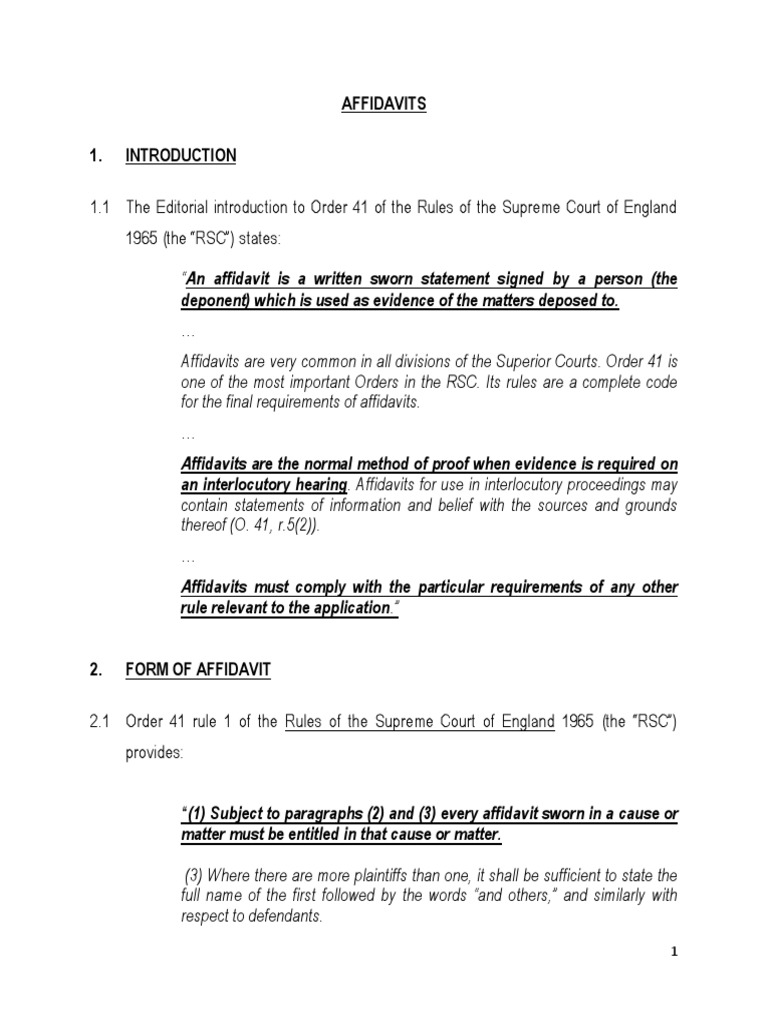 Notes - Affidavits PDF | PDF | Affidavit | Oath