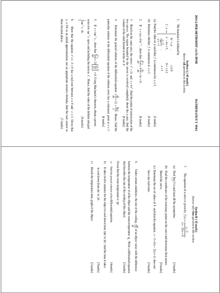 2014-2-Per-Methodist Acs Ipoh | PDF | Equations | Ordinary Differential ...