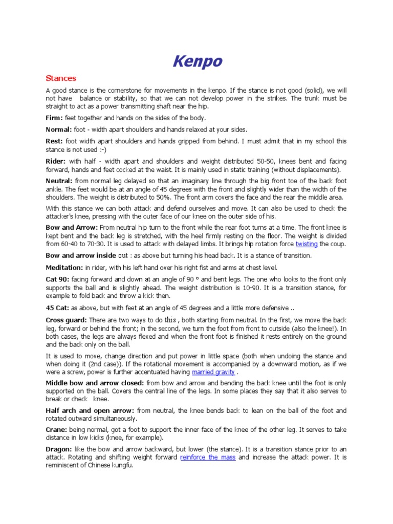 Kenpo Basics, Forms & Techniques | Download Free PDF | Foot | Human Anatomy