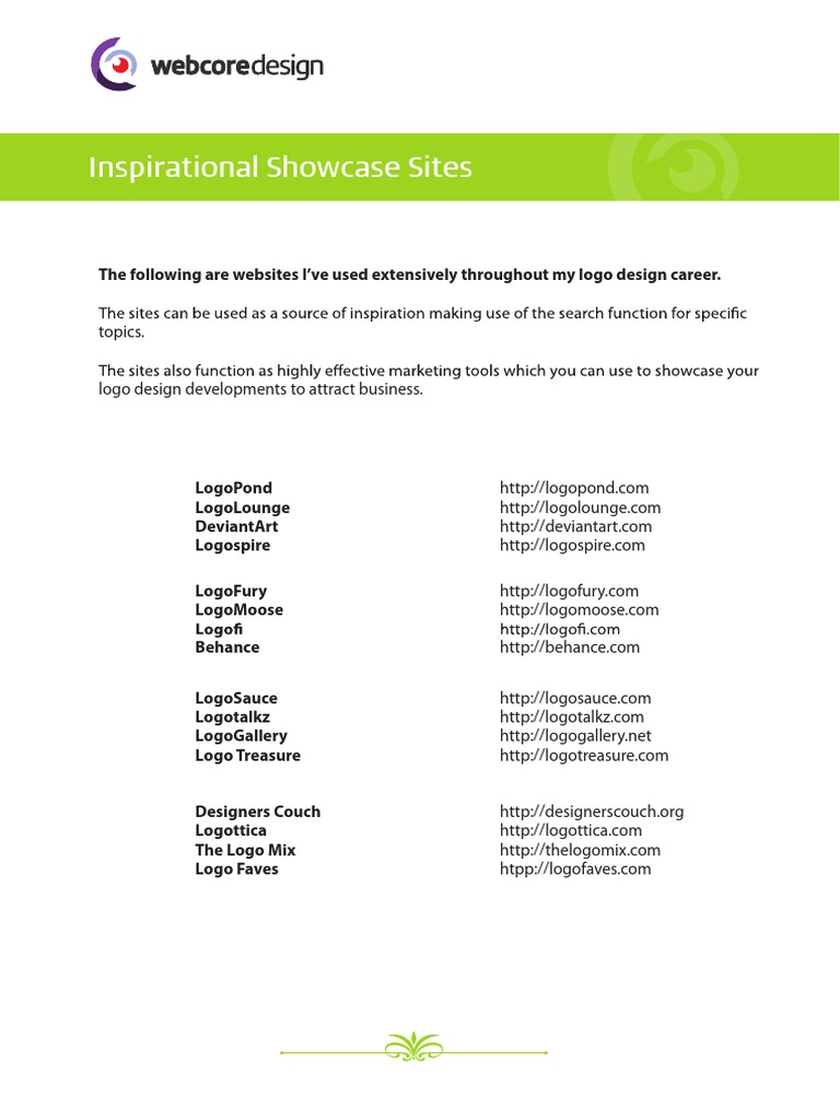 Inspirational Showcases For Logo Designing | PDF