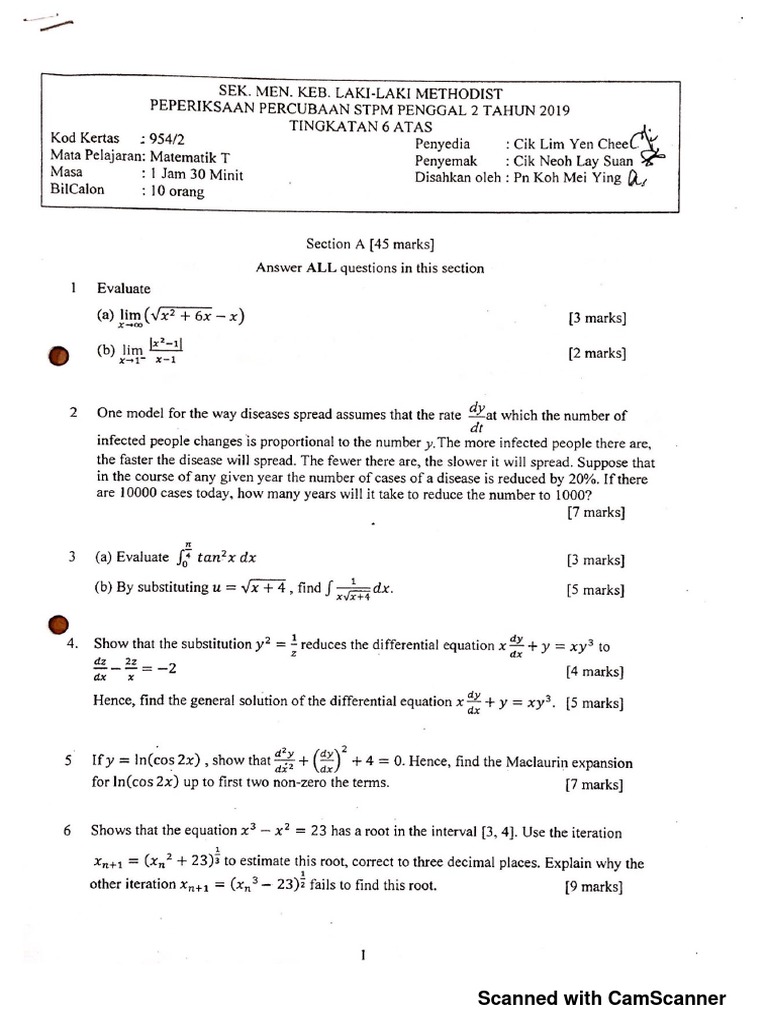 Math T Sem2 Trials MBS 2019 | PDF