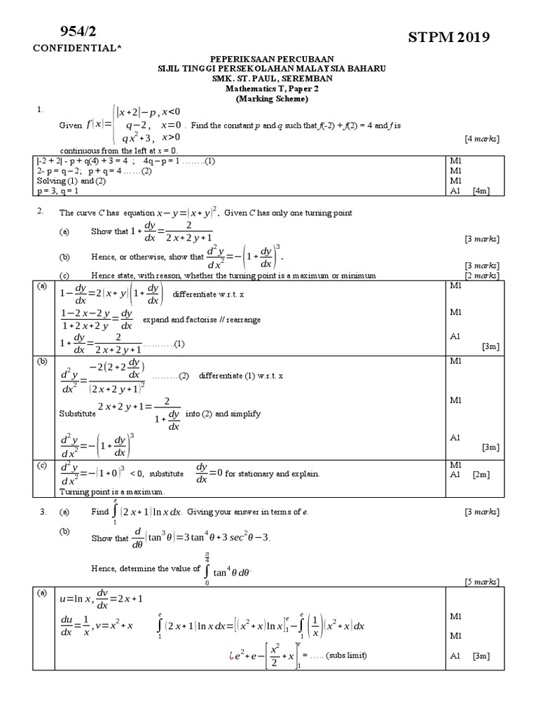 P2 Trial 2019 (MS) SPI Seremban | Download Free PDF | Sphere | Elementary Mathematics