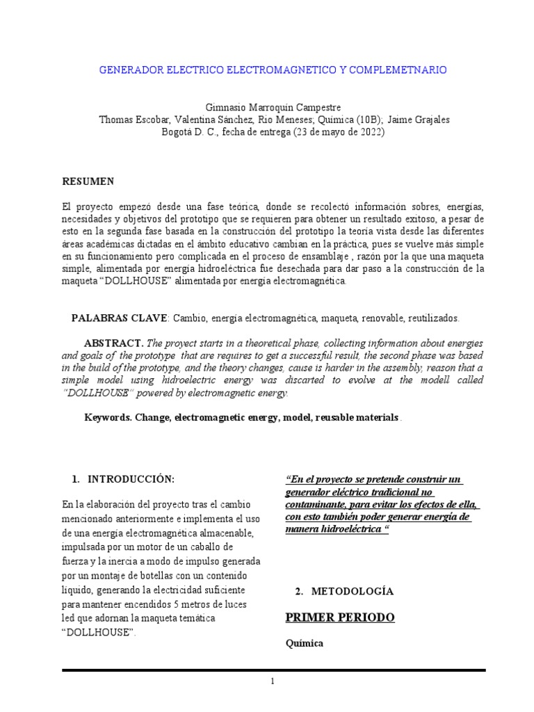 Articulo Cientifico Proyecto Steam | PDF | Fuerza | Corriente eléctrica