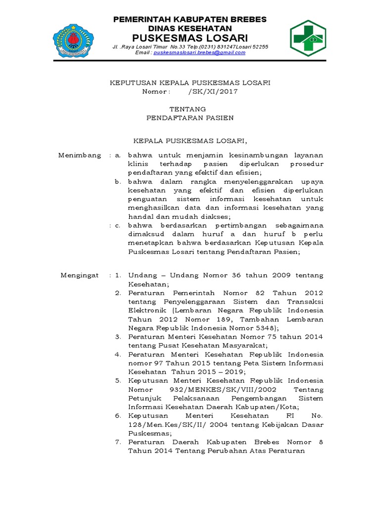 SK Pendaftaran pasien | PDF