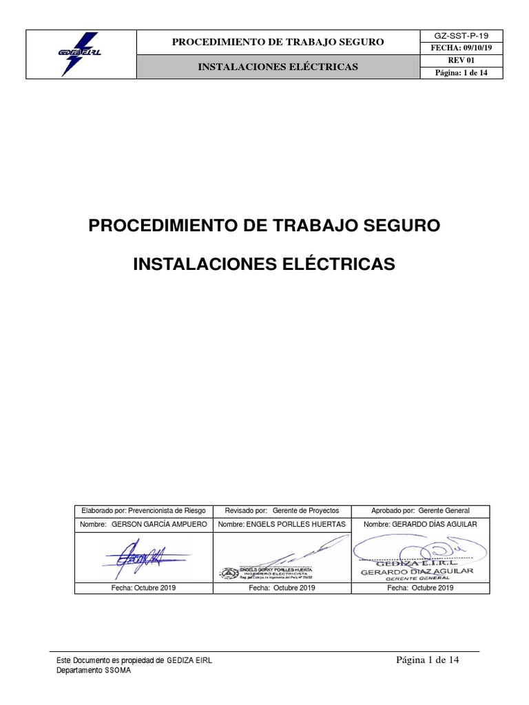 11.1 Procedimiento de Instalaciones Eléctricas PDF | Descargar gratis PDF | Enchufes y tomas de ...