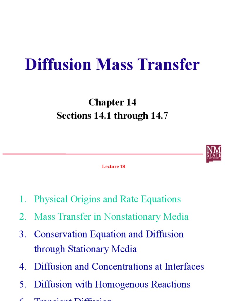Lecture-18-MASS TRANSFER | PDF | Diffusion | Mole (Unit)