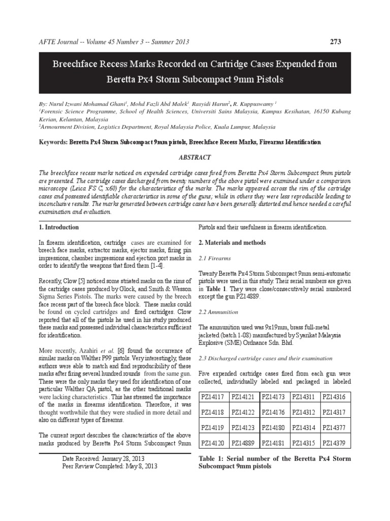 Breechface Recess Marks Recorded On Cart | PDF | Firearms | Cartridge ...