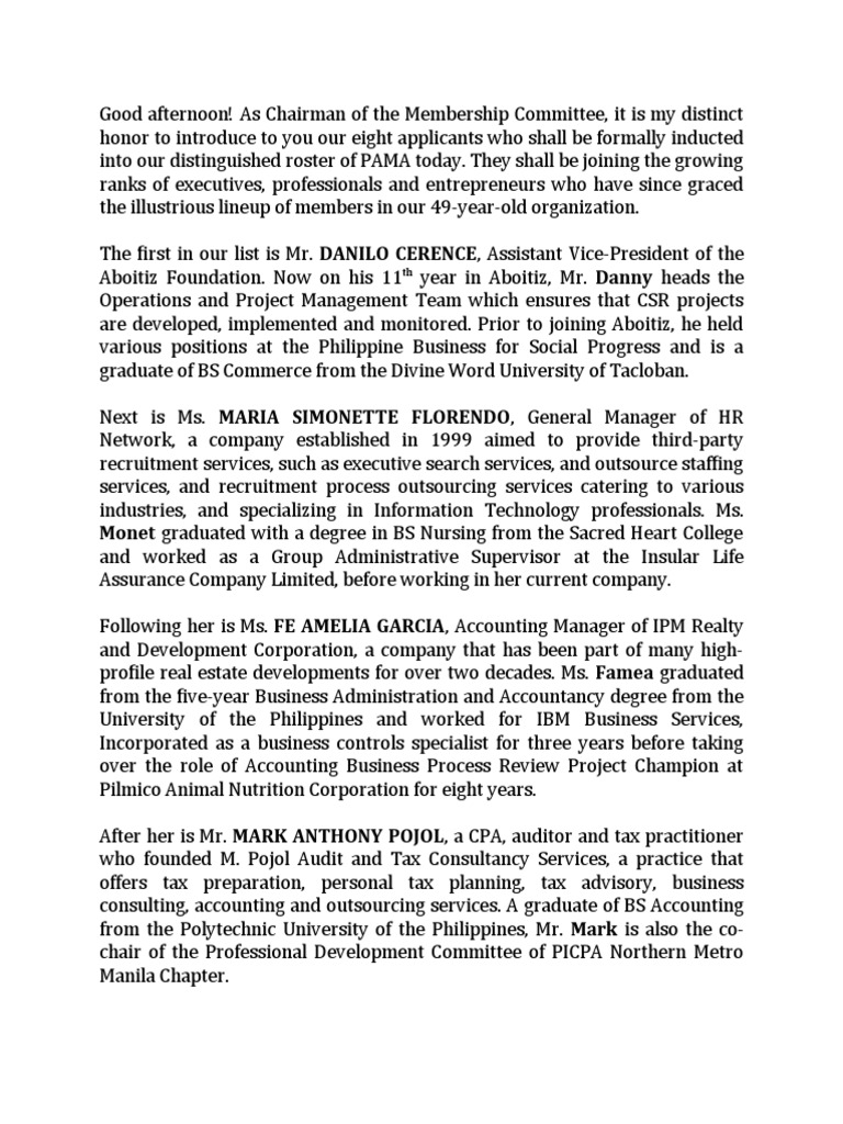 PAMA Inductees | PDF | Certified Public Accountant | Accountant