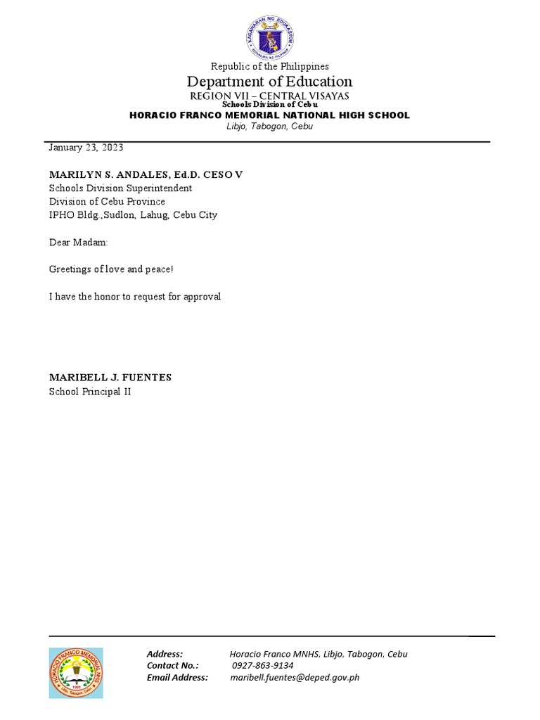 Letter Request For Implementation of The SHS Program | PDF