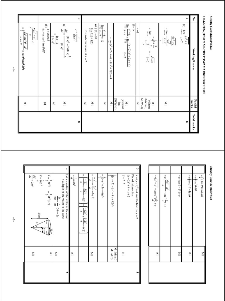 Math Exam Marking Scheme | PDF | Differential Geometry | Mathematical Analysis