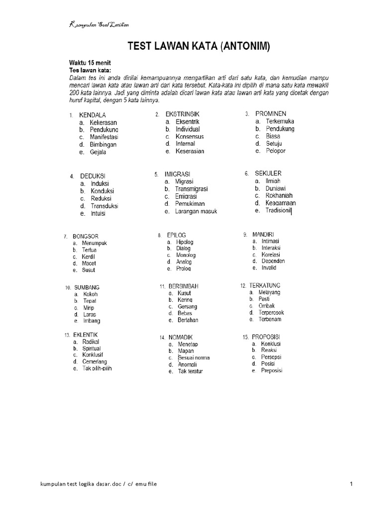 Kumpulan Test Logika Dasar Pdf