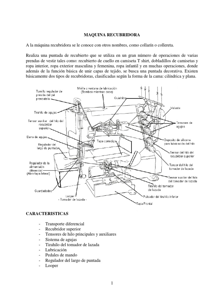 Máquina Recubridora Características Y Usos Pdf Ropa Tornillo