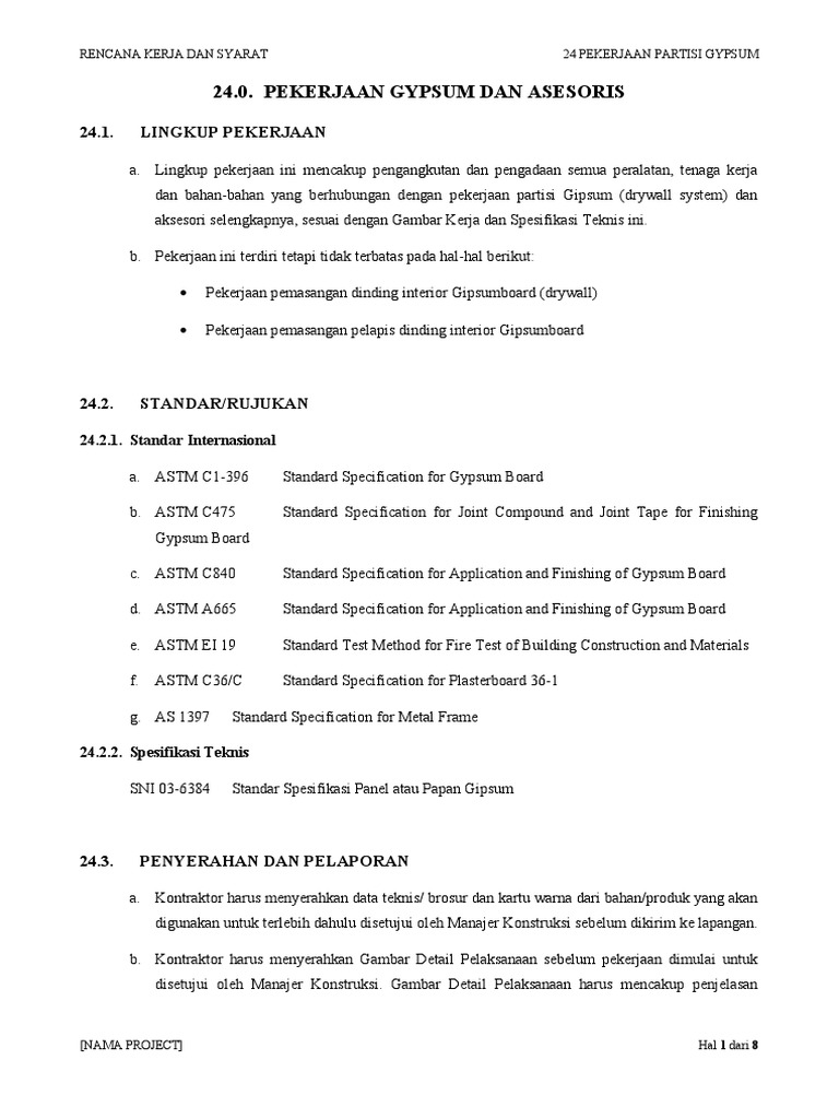 Pemasangan Partisi Gipsum | PDF