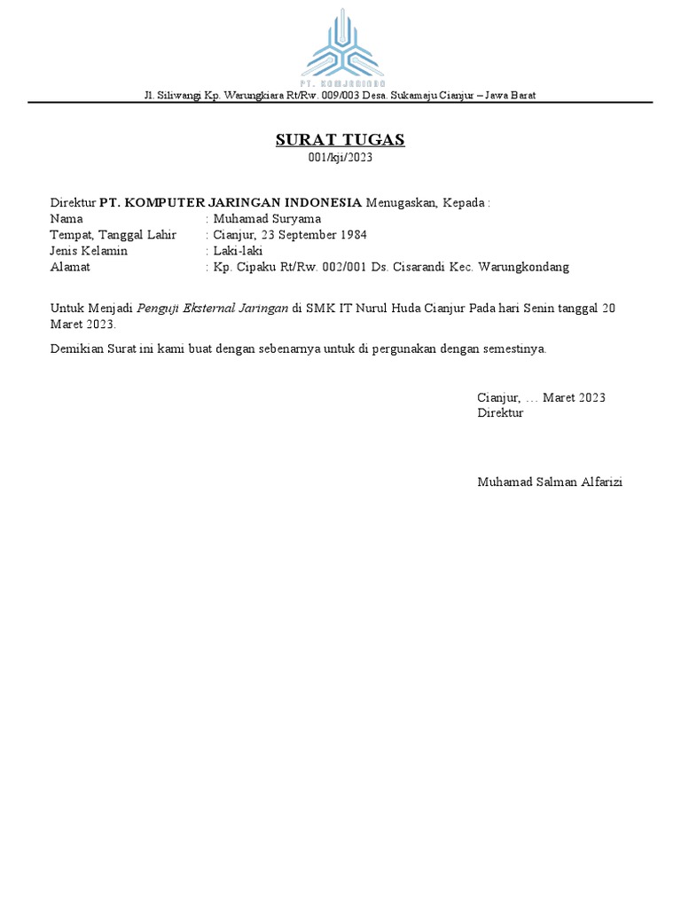 Surat Tugas Penguji Eksternal | PDF