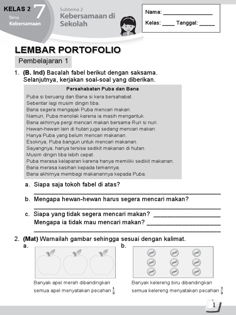 LEMBAR PORTOFOLIO BUPENA 2D Tema 7 Sub 2 PDF | PDF | Seni & Disiplin Bahasa