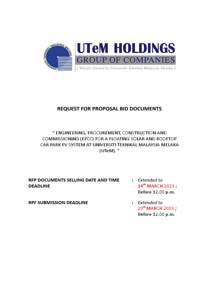 Request For Proposal Bid Documents | PDF