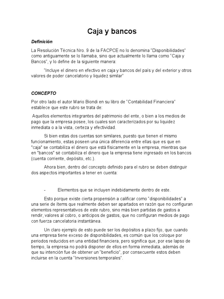 Caja y Bancos: Definición y Conceptos Clave | PDF | Bancos | Contabilidad