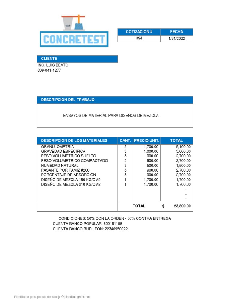 Cotizacion Luis Beato | PDF