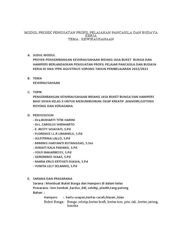 Modul P5 KEWIRAUSAHAAN (SIAP) | PDF