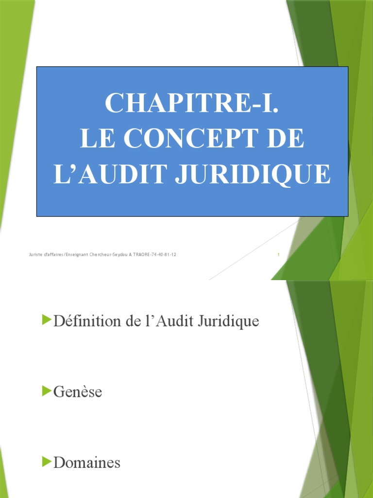 1 - Concept Definition Et Genese de L'audit Juridique | PDF | Audit financier | Audit