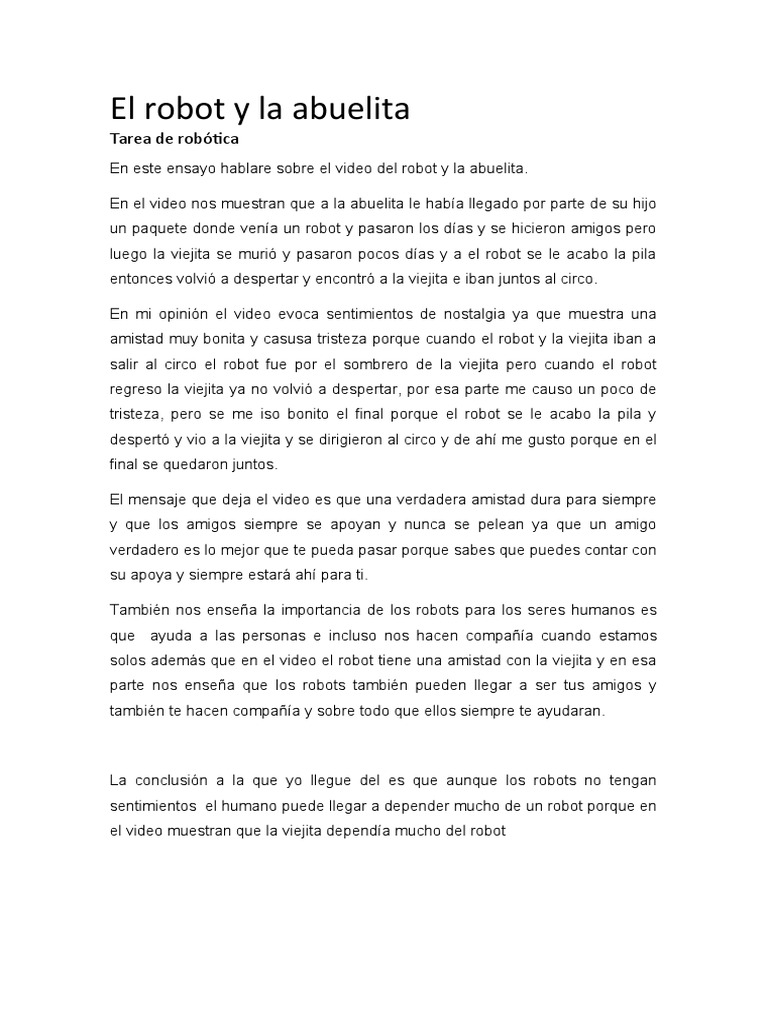 La amistad entre la abuelita y el robot | PDF | Juegos y actividades