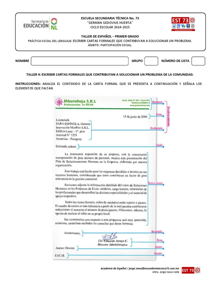 Escribir Cartas Formales en Español | PDF