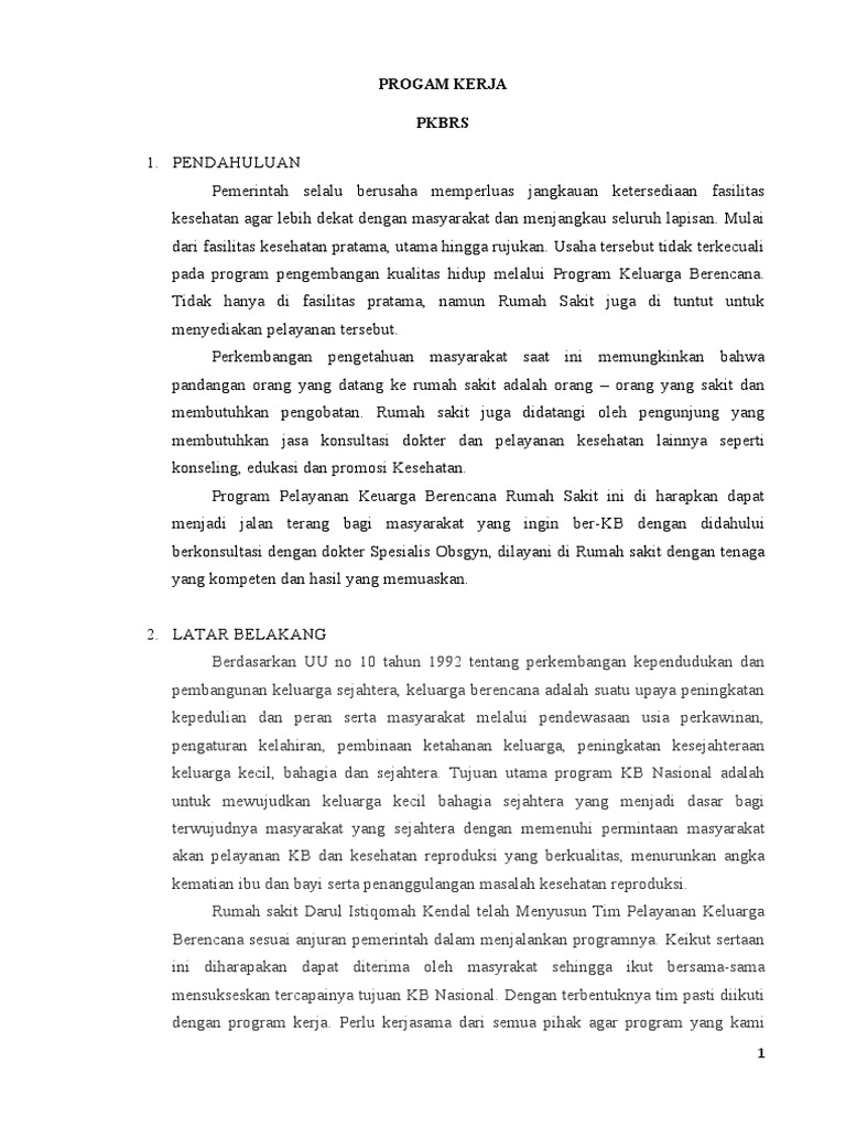 Program Kerja PKBRS | PDF