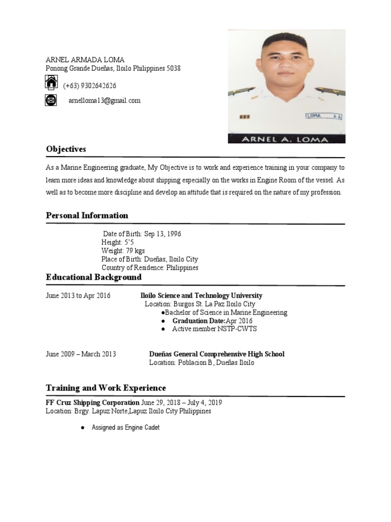 Marine Engineering Cadet Application | PDF | Cognition | Cognitive Science