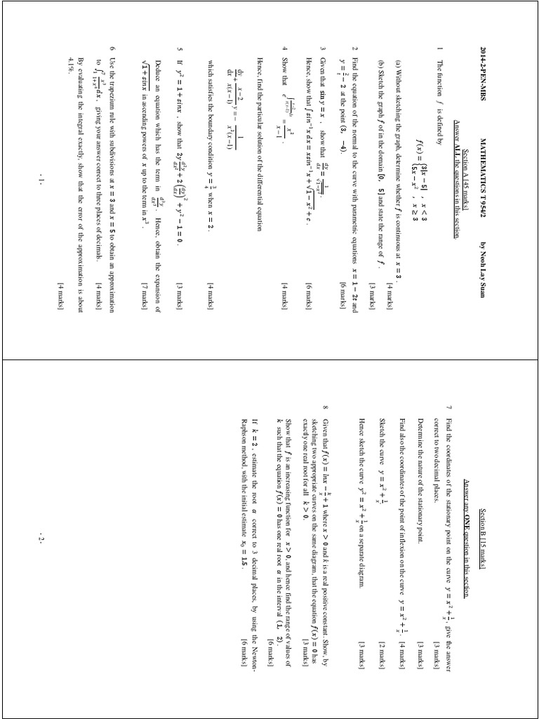 E11 2014-2-Pen-Mbs | PDF | Differential Calculus | Mathematical Objects