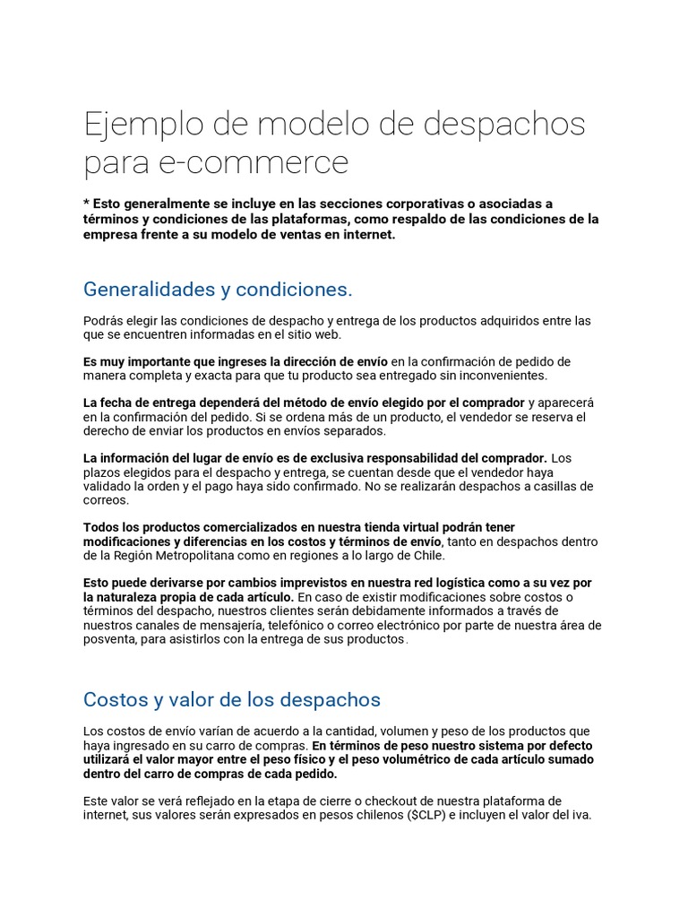Plantilla Modelo Despacho Logistica Ecommerce | PDF | Industrias de servicio | Business