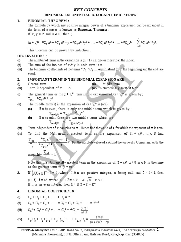 Chapter 05 - Binomial Theorem | PDF | Number Theory | Mathematics