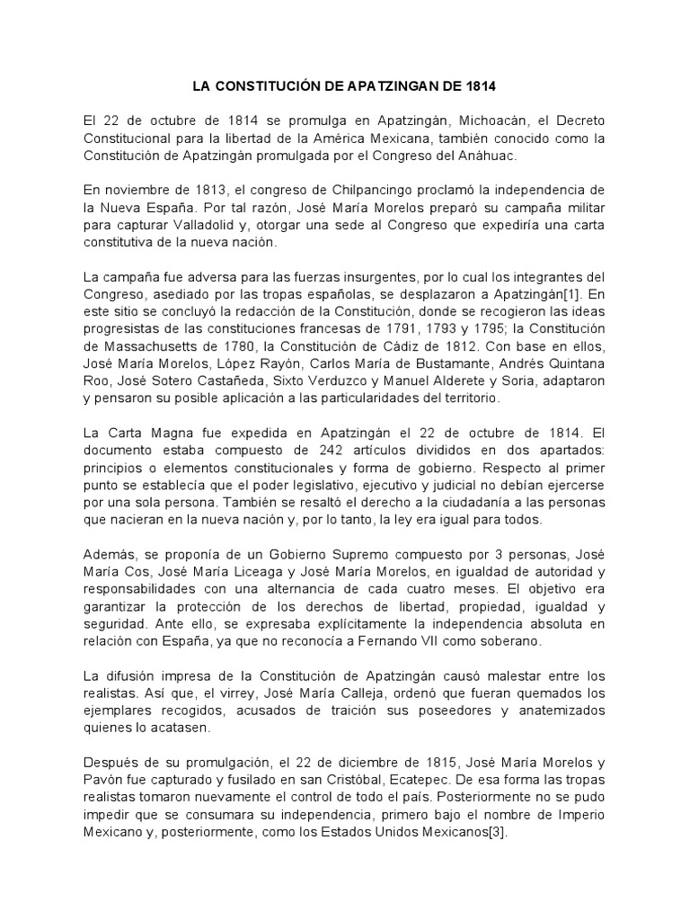Constitución de Apatzingán 1814 | PDF | México | Justicia
