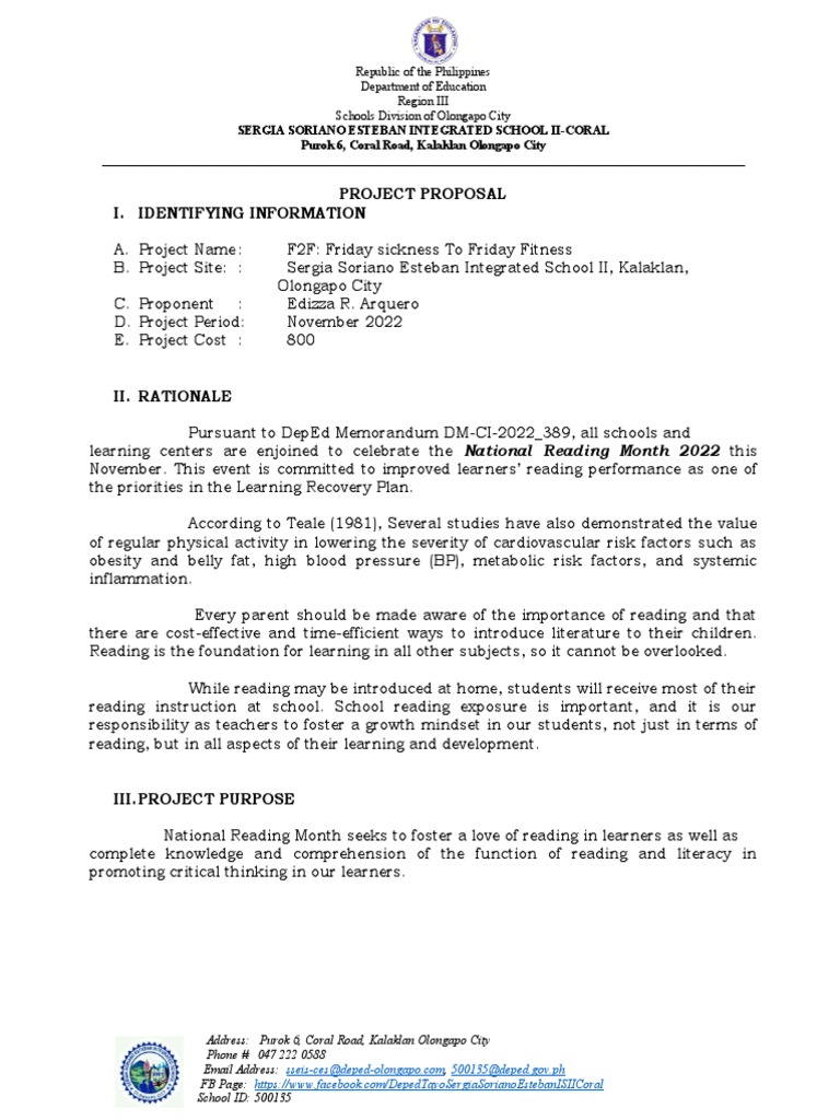 Project Proposal - Reading Month | PDF | Learning | Education Theory