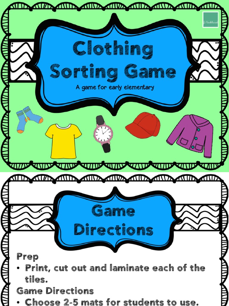 Clothing Sorting Game: A Game For Early Elementary | PDF
