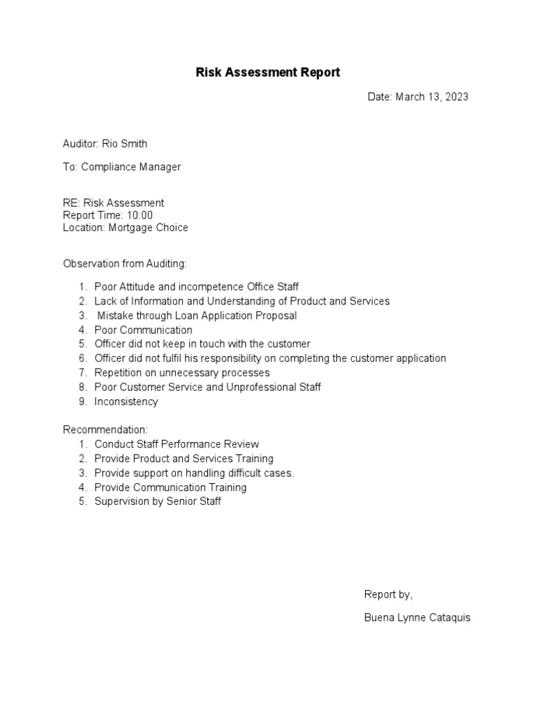 Risk Assessment Report | PDF