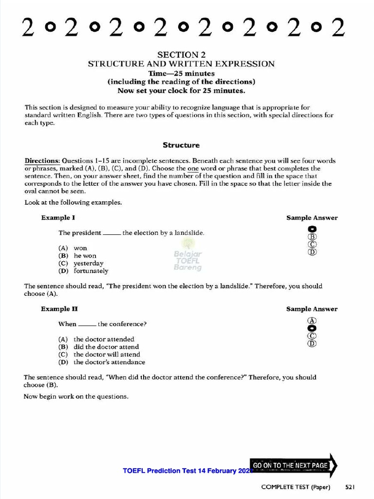 PDF Structure Amp Reading Answer Keys 14 February Complete Toefl ...