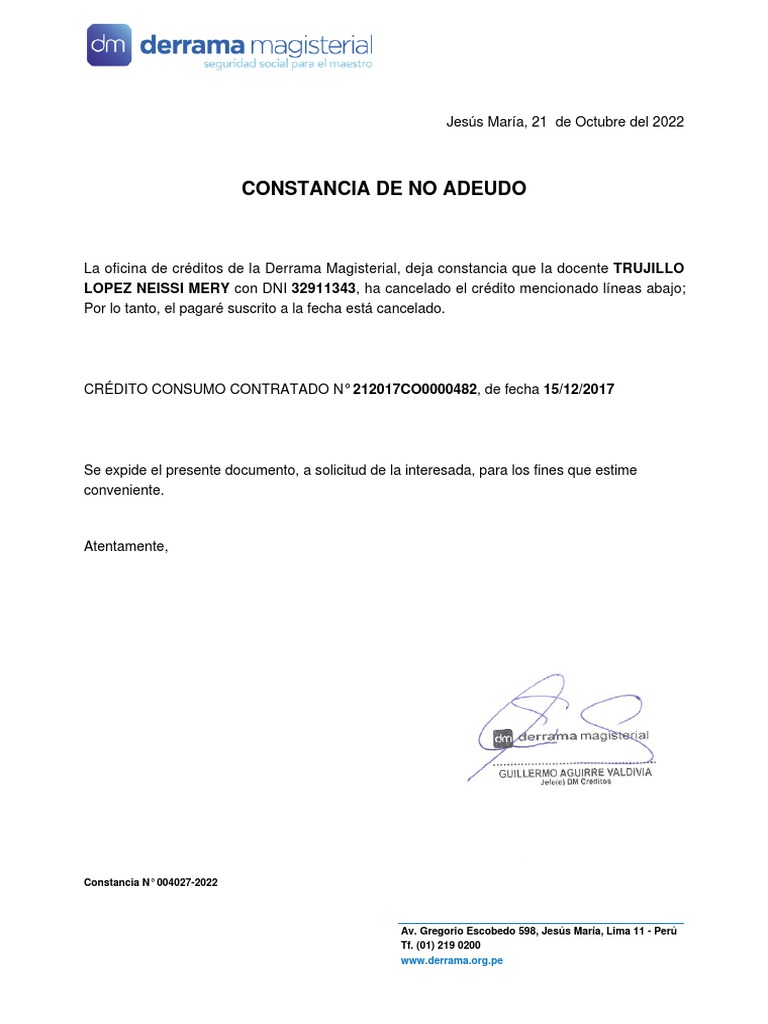DM Constancia 004027-2022 | PDF