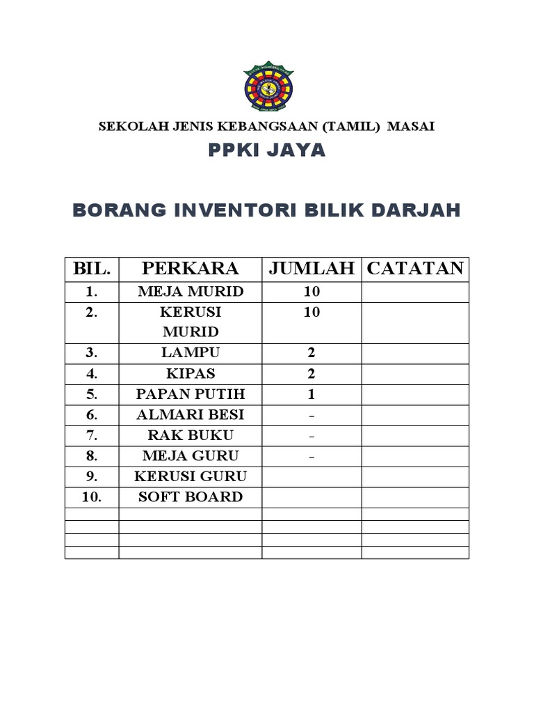 Borang Inventori | PDF