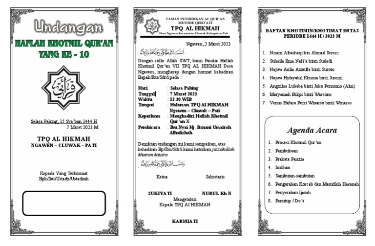 Undangan Haflah Hvs Al Hikmah Ngawen | PDF
