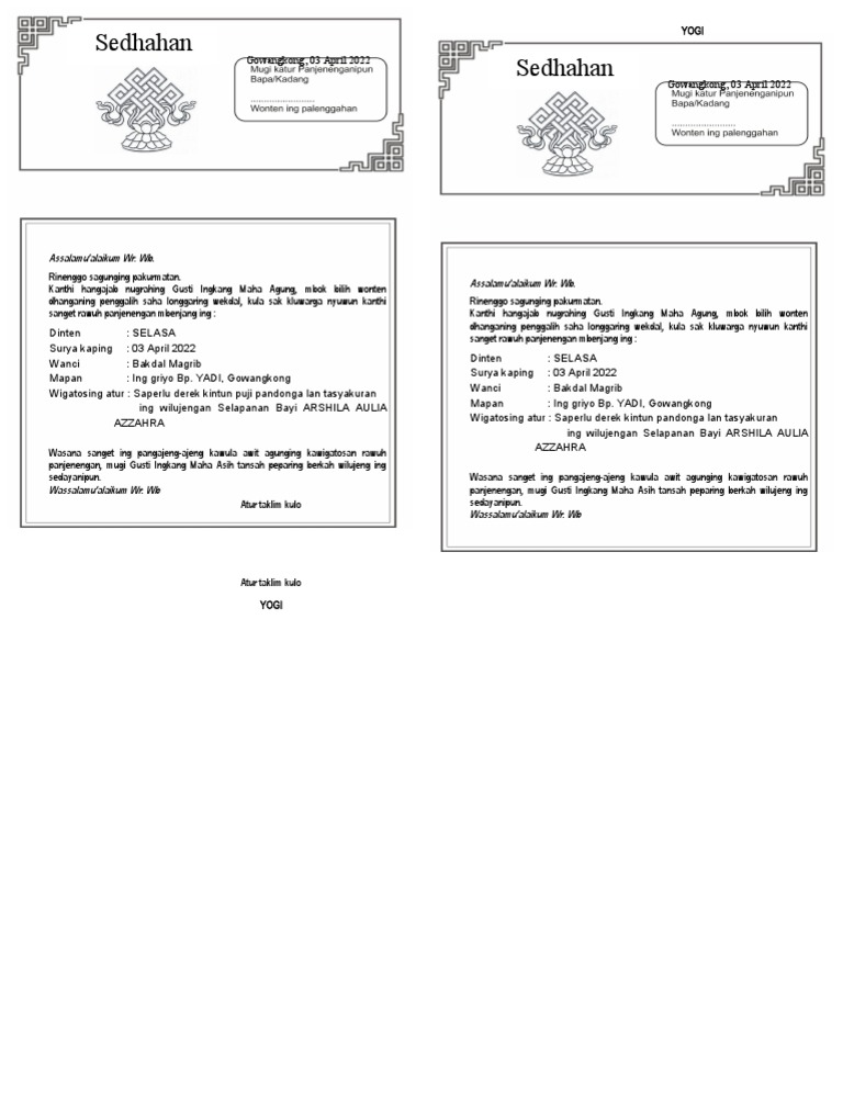 Undangan JAWA MITONI | PDF