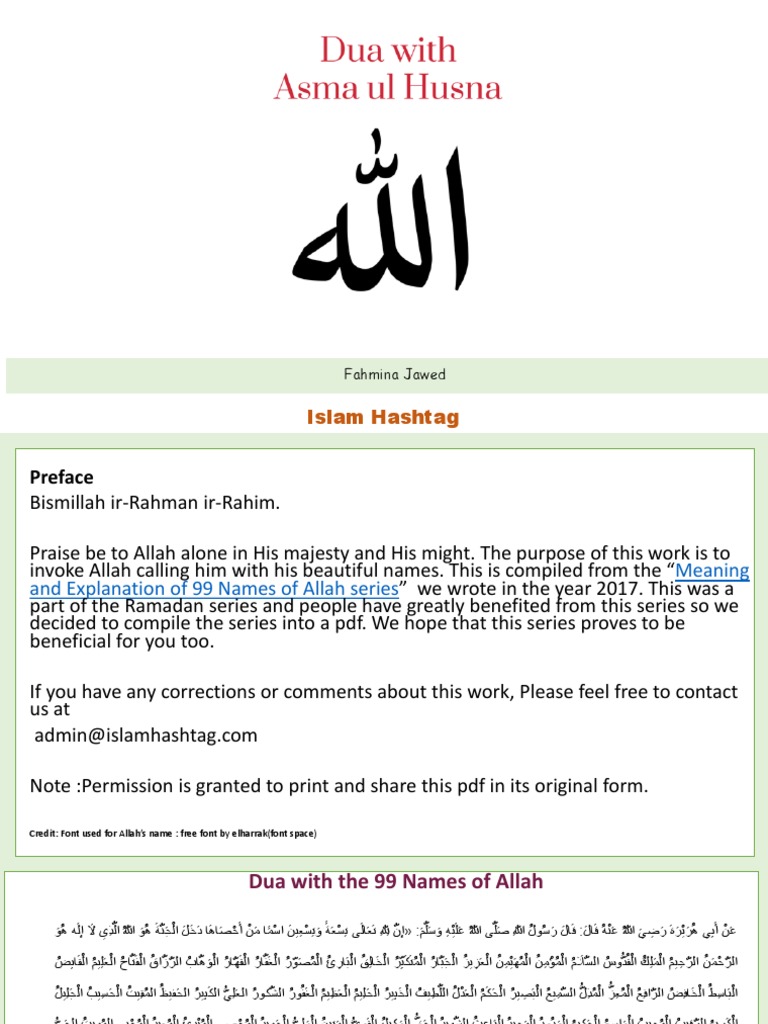 Dua With Asmaul Husna PDF | PDF | God In Islam | Religious Belief And ...