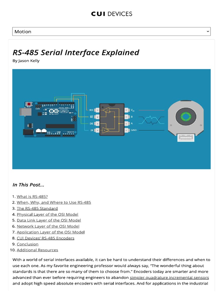 RS-485 Serial Interface Explained - CUI Devices | PDF