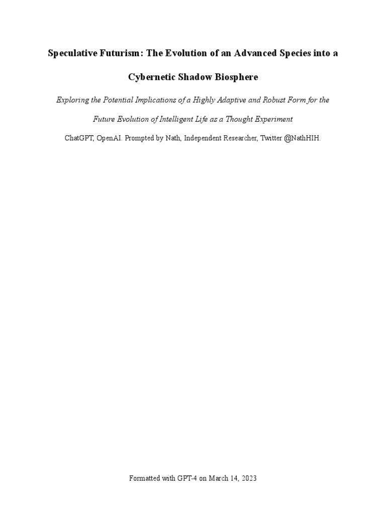 Speculative Futurism - The Evolution of An Advanced Species Into A ...