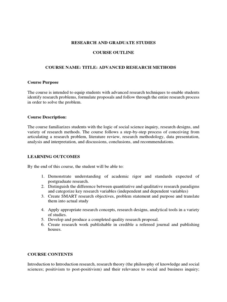 Research Course Outline | Download Free PDF | Methodology | Observation