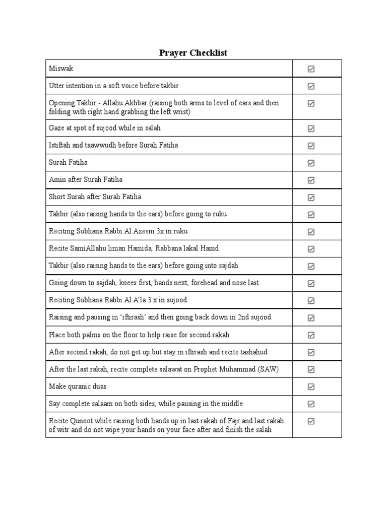 Prayer Checklist | PDF