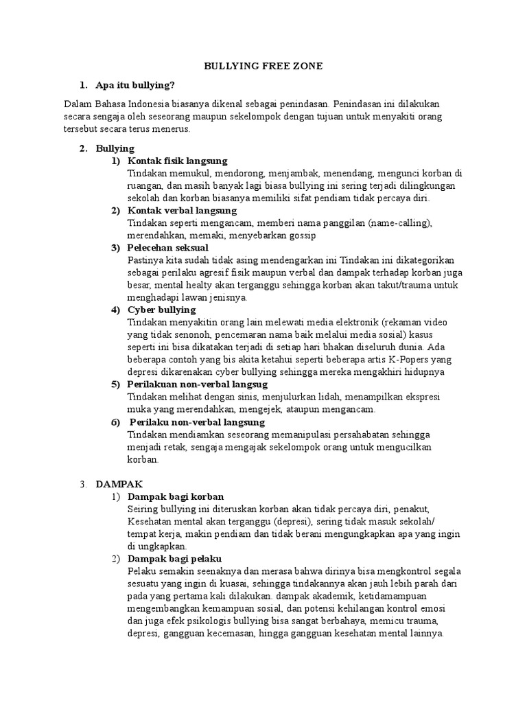 Bullying Free Zone | PDF