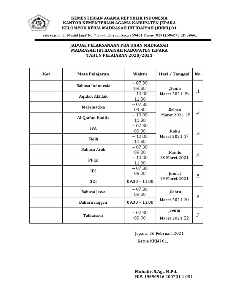 Jadwal Pra-Um Dan Um 2021 | PDF