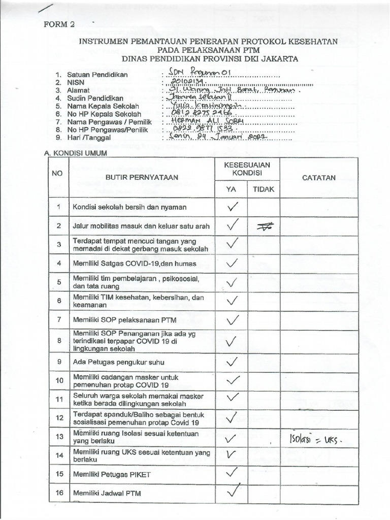 Form.2 PTM SDN Ragunan 01 PDF | PDF