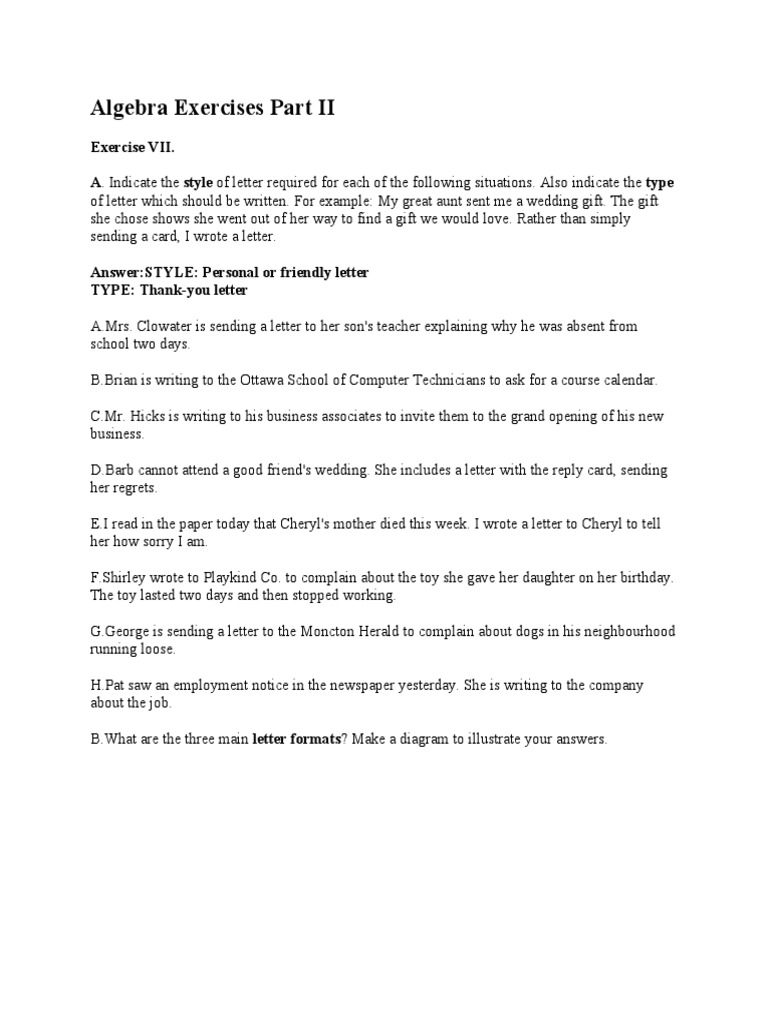 Algebra Exercises Part Ii Pdf 