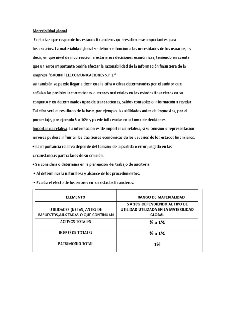 Materialidad Global 1 | PDF